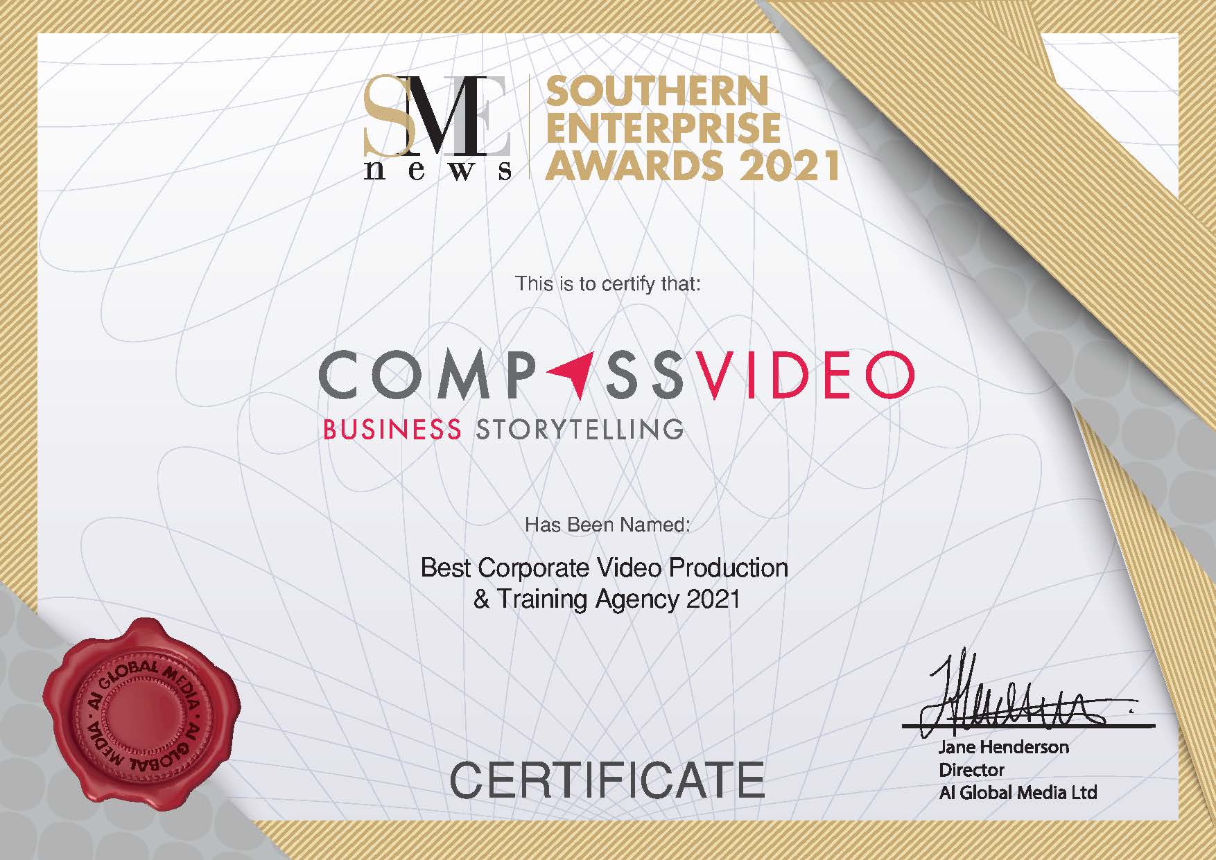 Second consecutive SME NEWS Award Win for Compass Video
